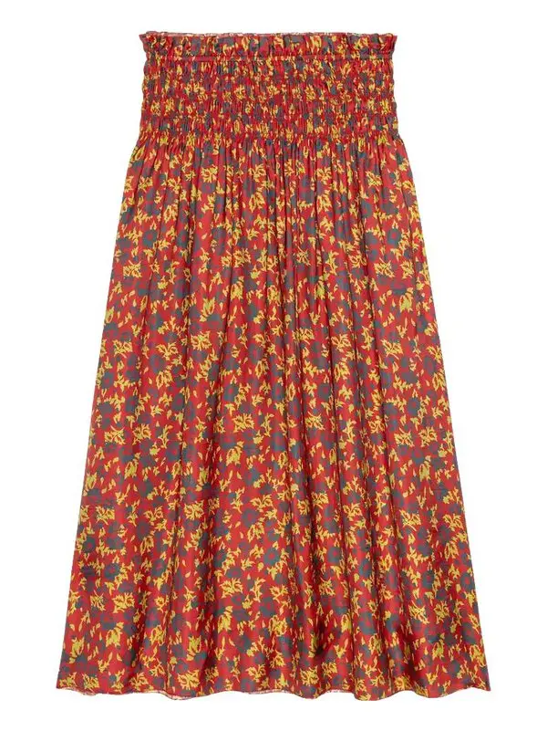 The Great. Midi The Canary Floral-print Silk Skirt - Red