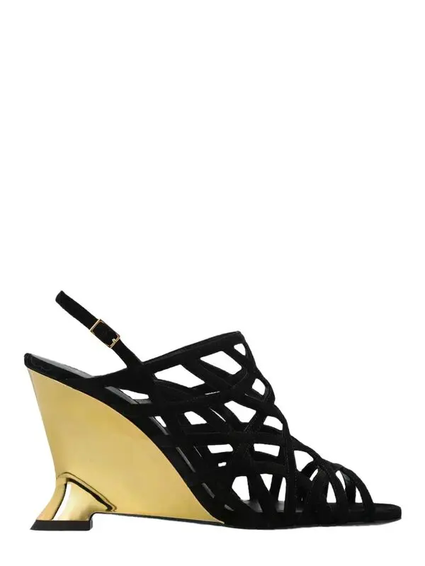 Balmain Cage-strap Wedge Sandals - Black