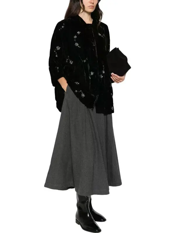 AODRESS Sequin-embellished Velvet Jacket - Black