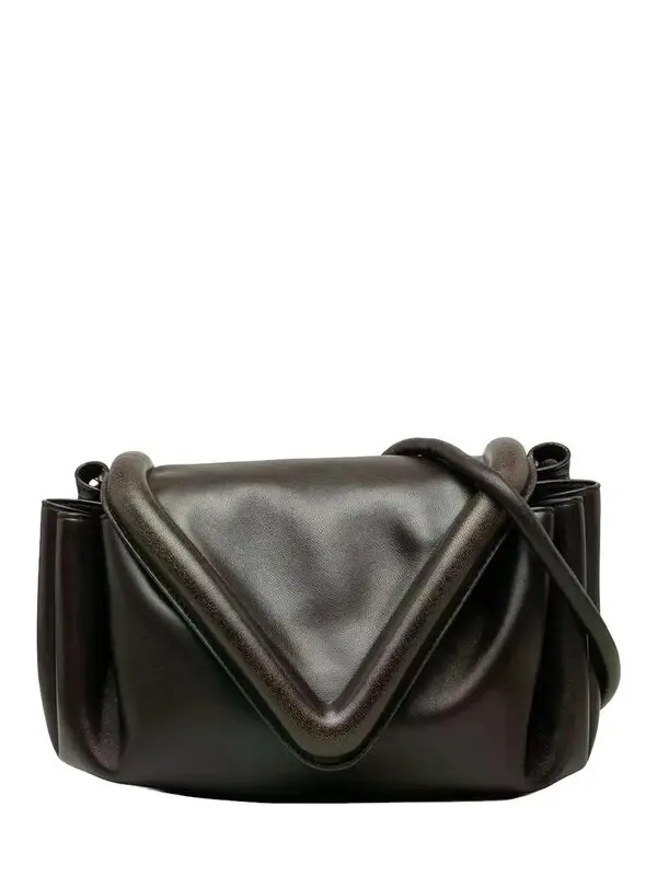 Bottega Veneta 2021-2026 Small Lambskin Beak Crossbody Bag - Brown
