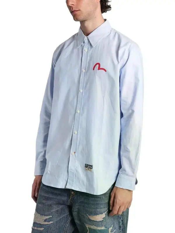 EVISU Logo-print Long-sleeve Shirt - Blue