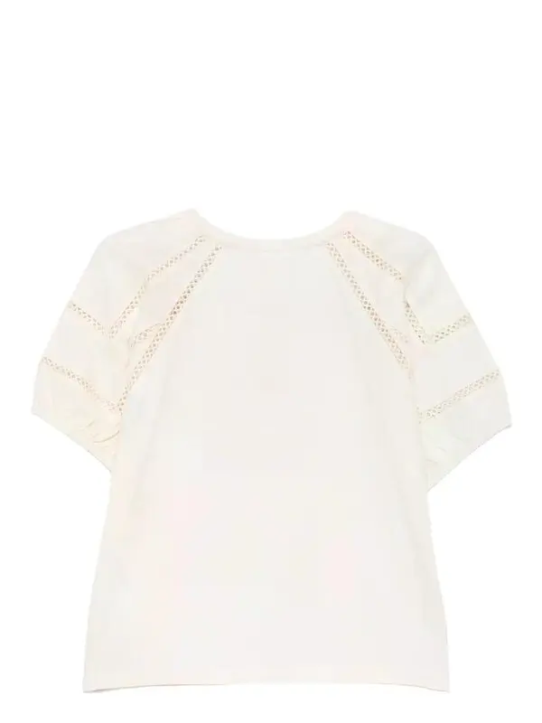 MAISON123 Lace-trim Short-sleeve T-shirt - Neutrals