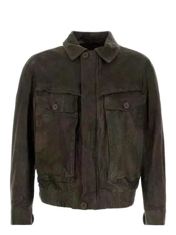SALVATORE SANTORO Button-up Leather Jacket - Brown
