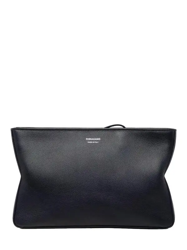 FERRAGAMO 2010-2026 Leather Soft Pouch Clutch Bag - Blue