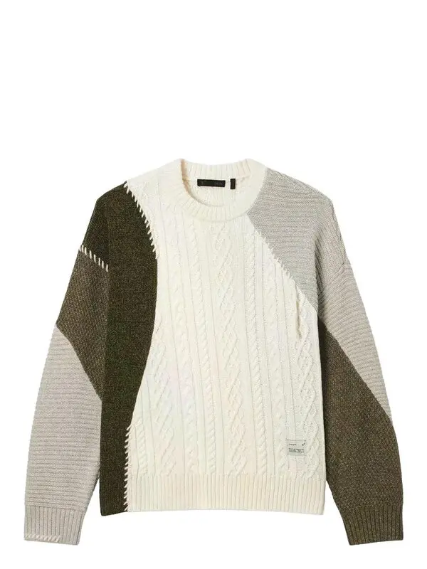 FIVE CM Cable-knit Patchwork Sweater - Neutrals