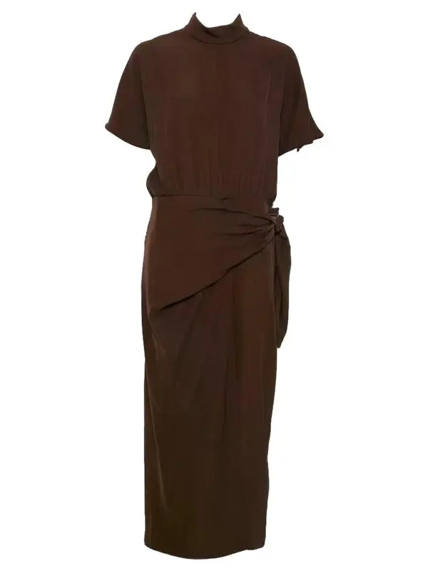 RAME Draped Mock-neck Midi Dress - Brown