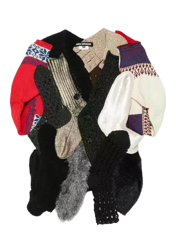 Junya Watanabe Mixed-material Patchwork Cardigan - Black