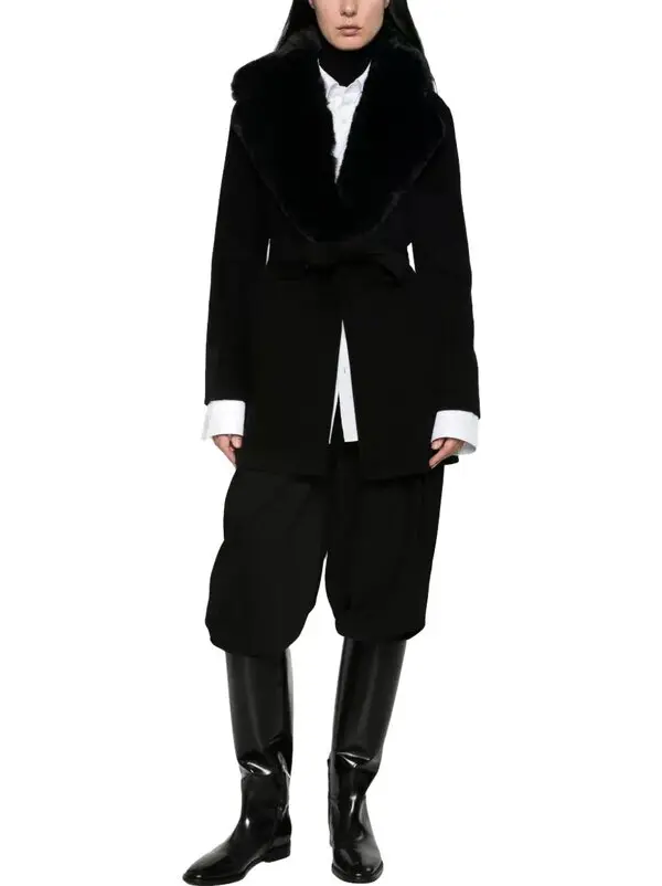 Maje Faux-fur Shawl-collar Coat - Black