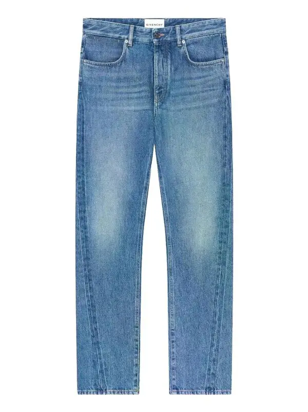 Givenchy Couture Seam Straight Fit Shadow Washed Jeans - Blue