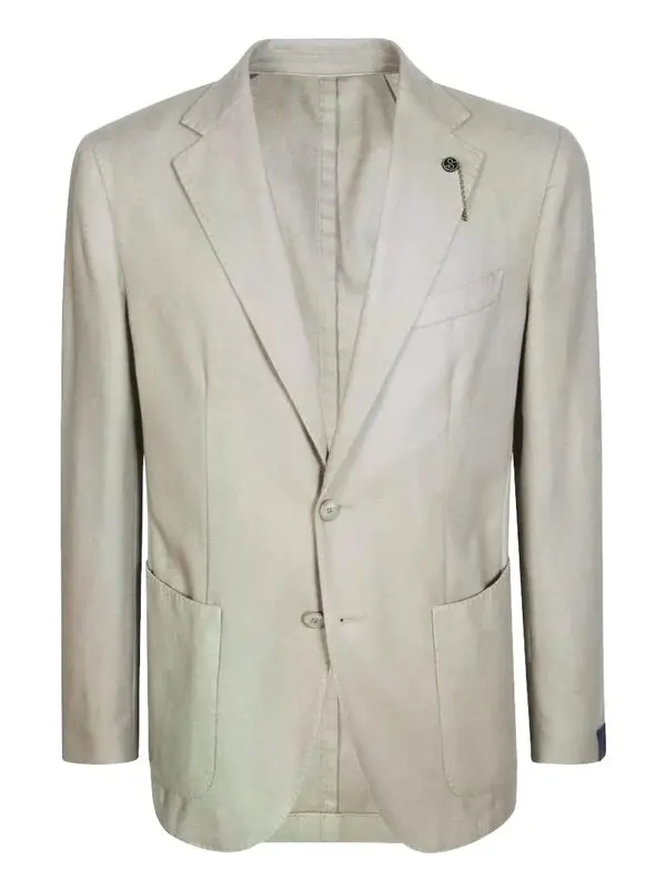 SANTANIELLO Logo-plaque Single-breasted Blazer - Neutrals