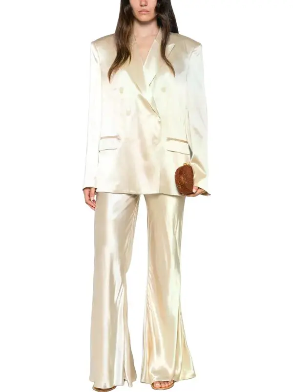 Erika Cavallini Double-breasted Satin-finish Blazer - Neutrals
