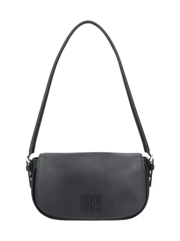 Miu Miu Logo-embossed Leather Shoulder Bag - Black