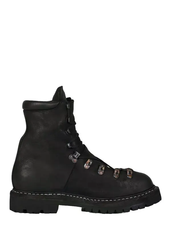 Guidi Lace-up Leather Ankle Boots - Black