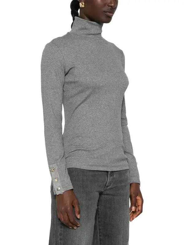 Fabiana Filippi Button-cuff Roll-neck T-shirt - Grey