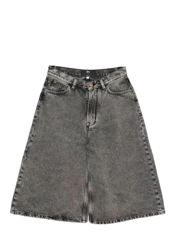 3x1 Denim Bermuda Shorts - Grey