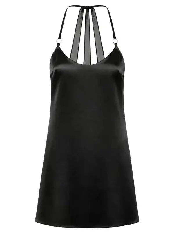 OW Lindsey Mesh-panel Satin Mini Dress - Black