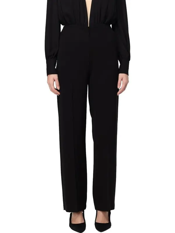 HANITA High-waisted Wide-leg Crêpe Palazzo Trousers - Black