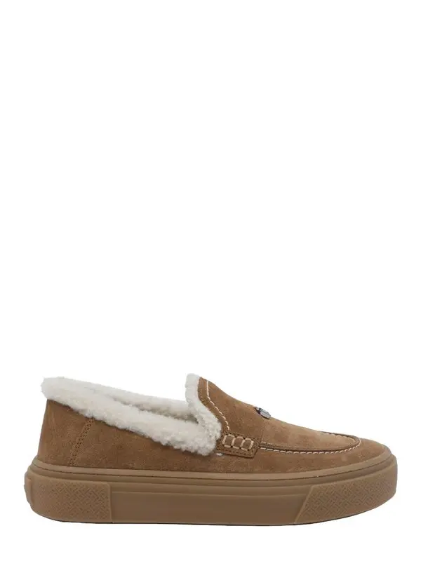 Hogan Crosswind Suede And Shearling Slip-on Sneakers With Logo - Brown