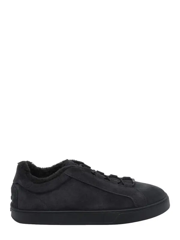 TOD'S Suede Slip-on Sneakers With Shearling Lining And Rubber Pebbles - Black