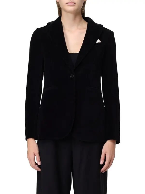 CIRCOLO 1901 Single-breasted Velvet Blazer With Slit Pockets - Black