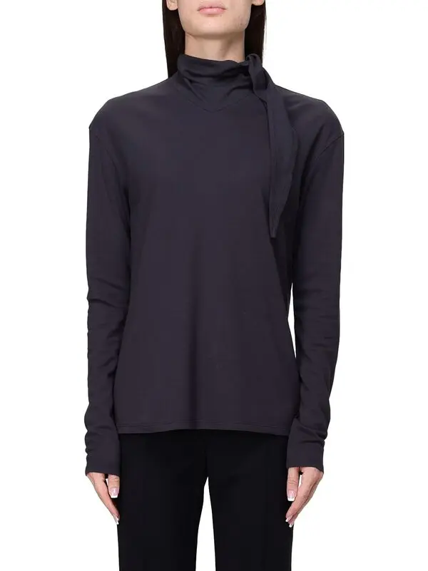 LEMAIRE Cotton Turtleneck Top With Scarf Neck And Long Sleeves - Grey