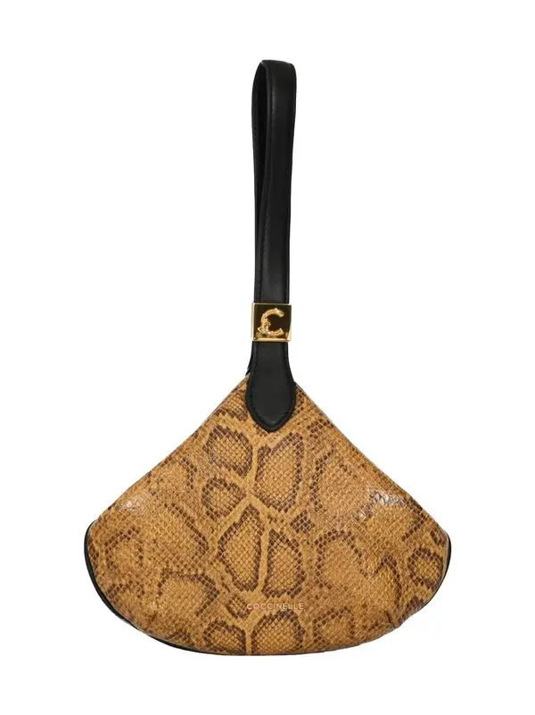 COCCINELLE Python-print Leather Mini Handbag With Wrist Strap - Honey