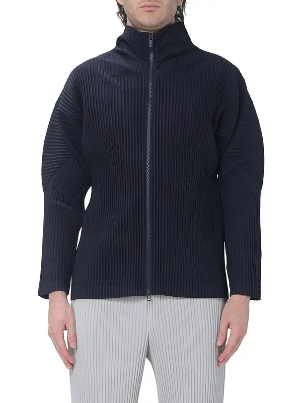 Issey Miyake Pleated High-neck Zip-up Homme Plissé Cardigan - Navy