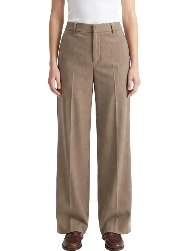 PT TORINO Mid-rise Wool Wide-leg Pants - Beige