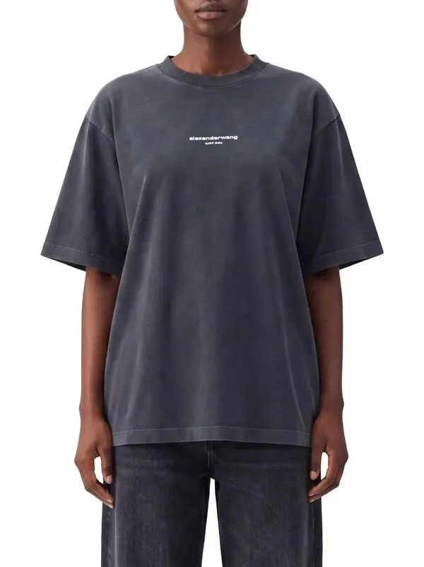 Alexander Wang Relaxed Fit Cotton T-shirt With Contrast Logo - Black