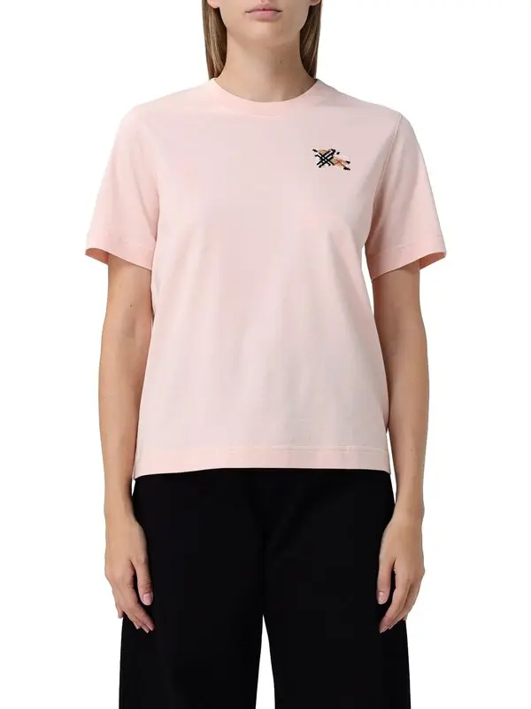 Burberry Equestrian Knight Embroidered Cotton T-shirt - Pink