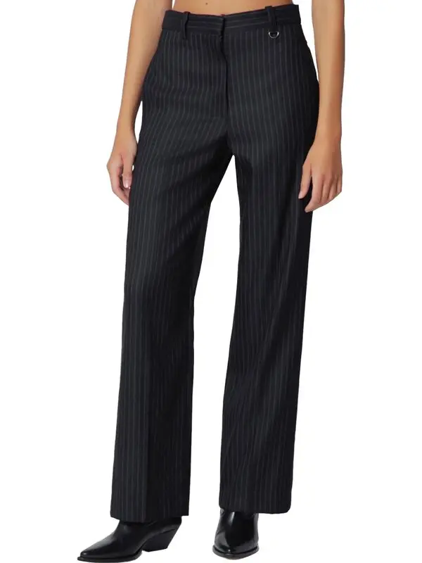 Isabel Marant Étoile Pinstriped High-waisted Wool Straight-leg Pants - Black