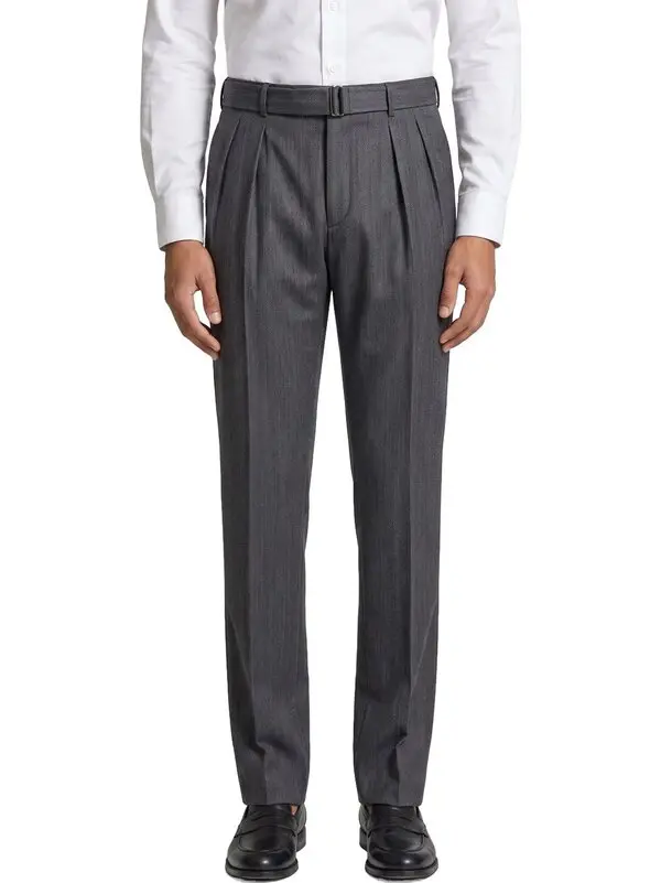 Tagliatore Pleated Virgin Wool Tailored Pants With Mid-rise Waist - Black