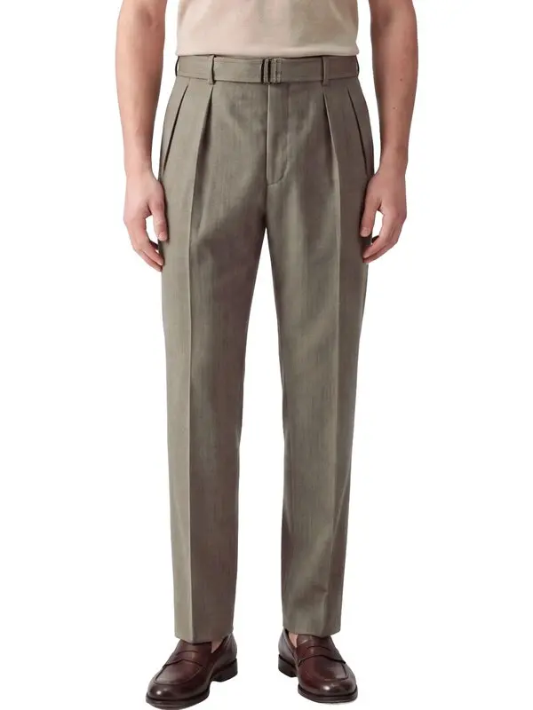 Tagliatore Pleated Virgin Wool Tailored Pants With Mid-rise Waist - Brown
