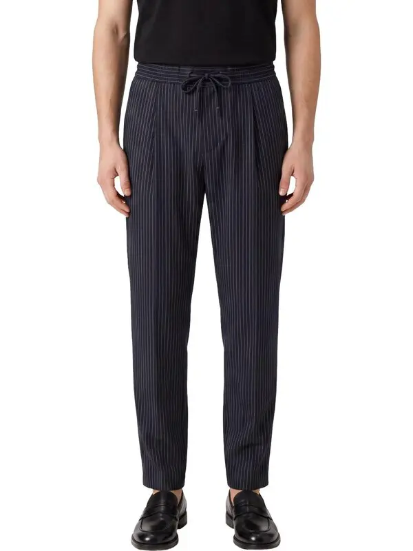 Dolce & Gabbana Pin Virgin Wool Pants With Drawstring Waist - Striped