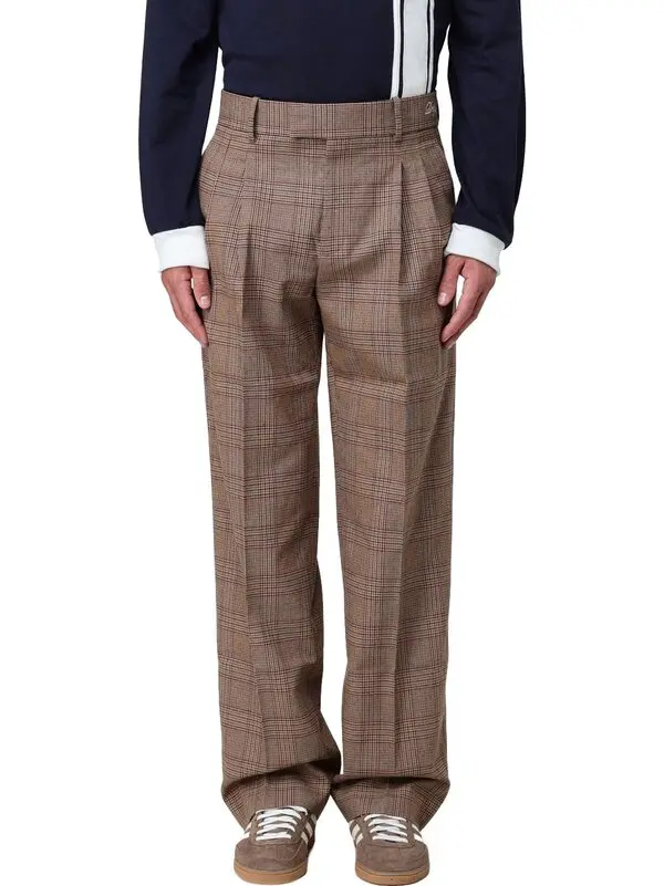 Drole De Monsieur Prince Of Wales Check Wide-leg Trousers In Wool Blend - Brown