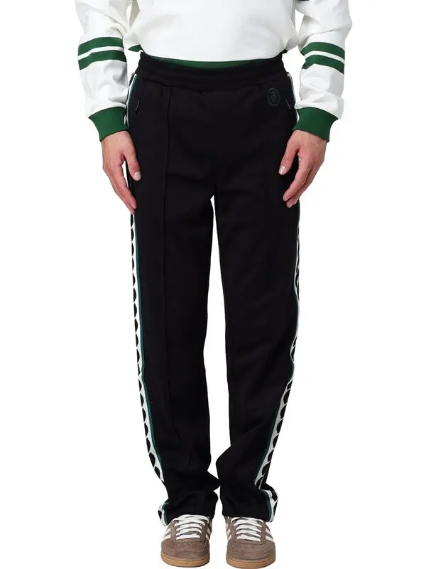 Drole De Monsieur Cotton-blend Jogging Trousers With Side Bands - Black