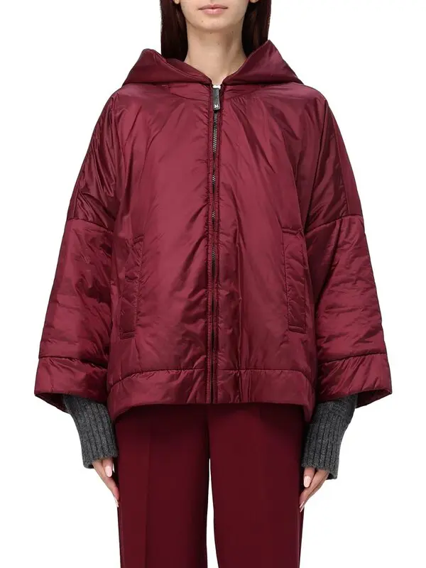 Max Mara Hooded Short Down Jacket In Technical Fabric With Dropped Shoulders - Red
