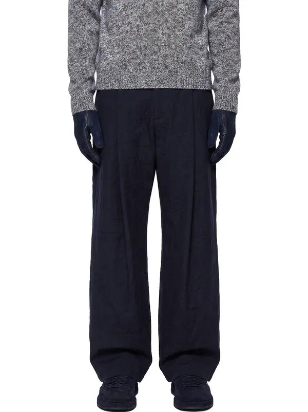Giorgio Armani Pleated Wide-leg Trousers In Virgin Wool Flannel - Grey