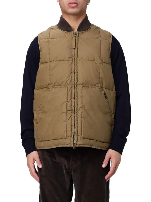 Filson Heritage Quilted Padded Bomber Vest With Embroidered Logo - Brown