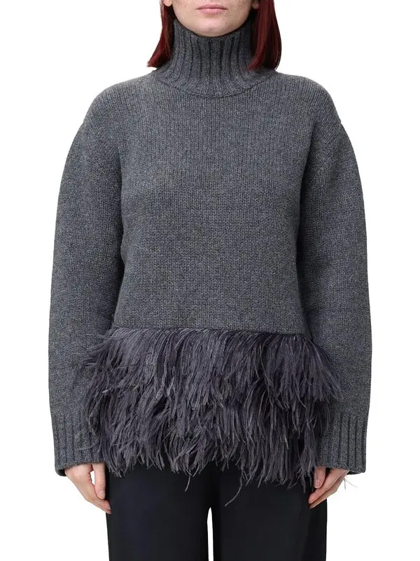 Fabiana Filippi Feather-embellished Alpaca Wool Turtleneck - Grey