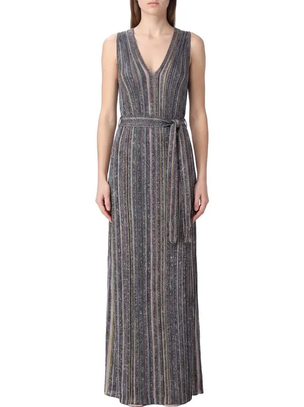 Missoni Striped Lurex Long Evening Gown With Sequins - Multicolor