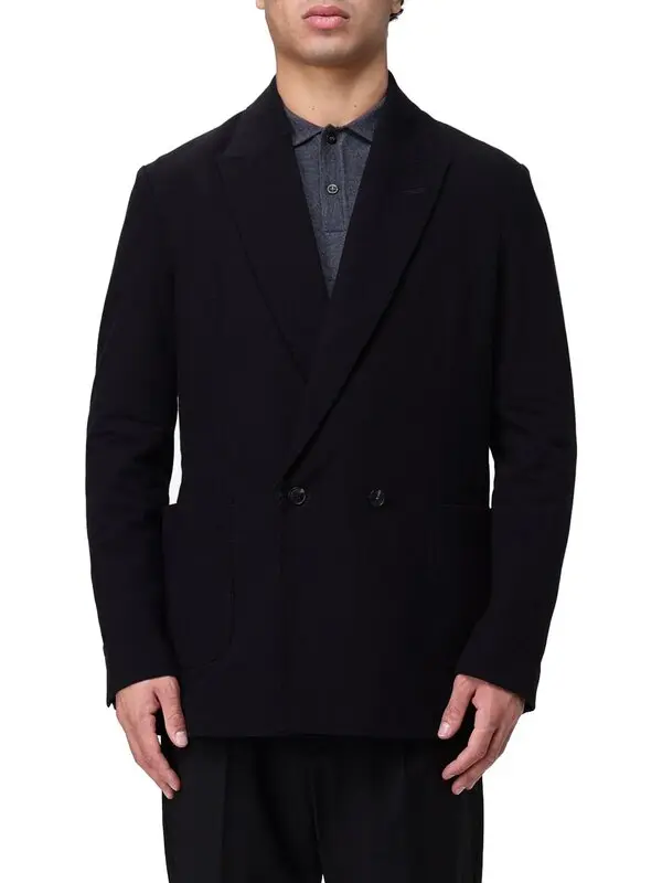 CIRCOLO 1901 Double-breasted Stretch Cotton Blazer With Patch Pockets - Black