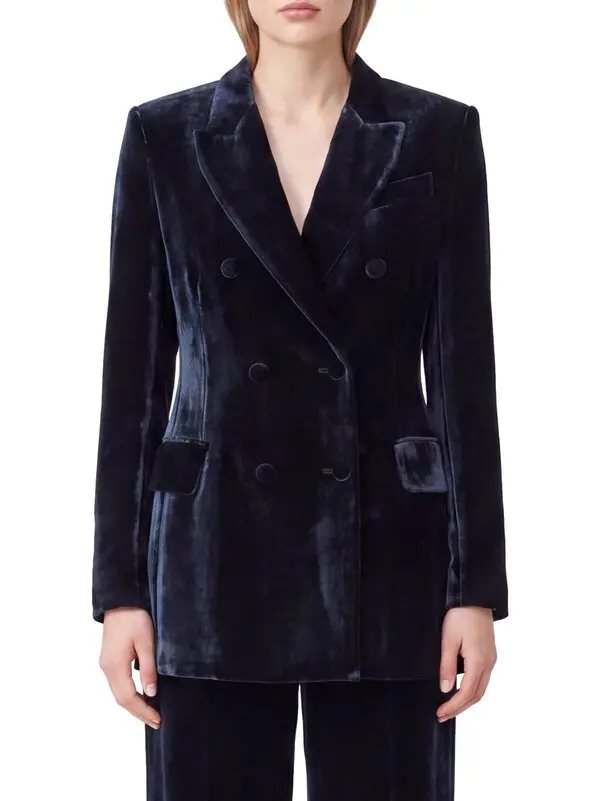 PAROSH Double-breasted Silk And Viscose Velvet Blazer P.a.r.o.s.h - Black