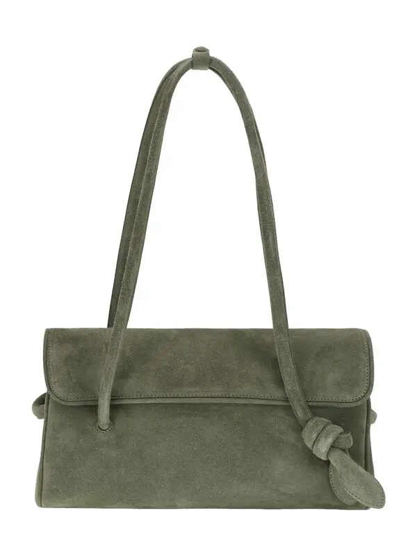 Jacquemus Le Turismo Suede Calfskin Shoulder Bag With Logo - Kaki