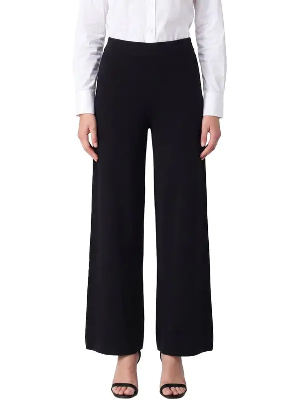 PAROSH P.a.r.o.s.h. Wide-leg Wool And Cashmere Knit Pants With Elastic Waist - Black