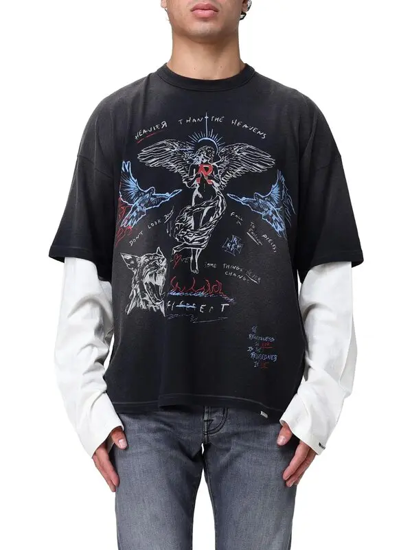 REPRESENT Relaxed Fit Long-sleeved Cotton T-shirt With Graphic Print - Black