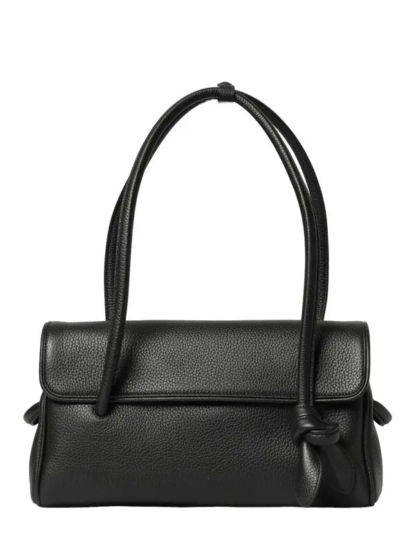 Jacquemus Le Turismo Grained Calfskin Shoulder Bag With Logo - Black