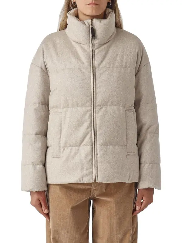 Max Mara Divina Reversible Cashmere Puffer Jacket With High Neck - Mastic