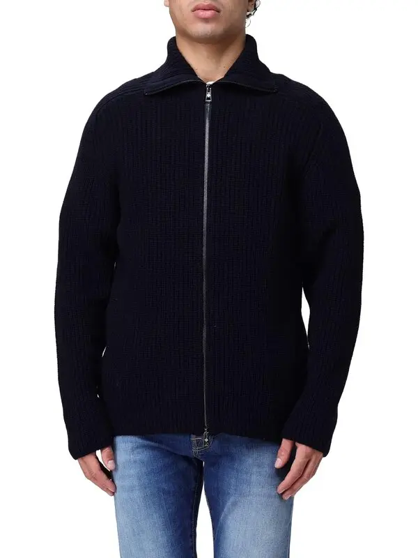 Tagliatore Ribbed-collar Zip-up Wool Blend Cardigan - Blue
