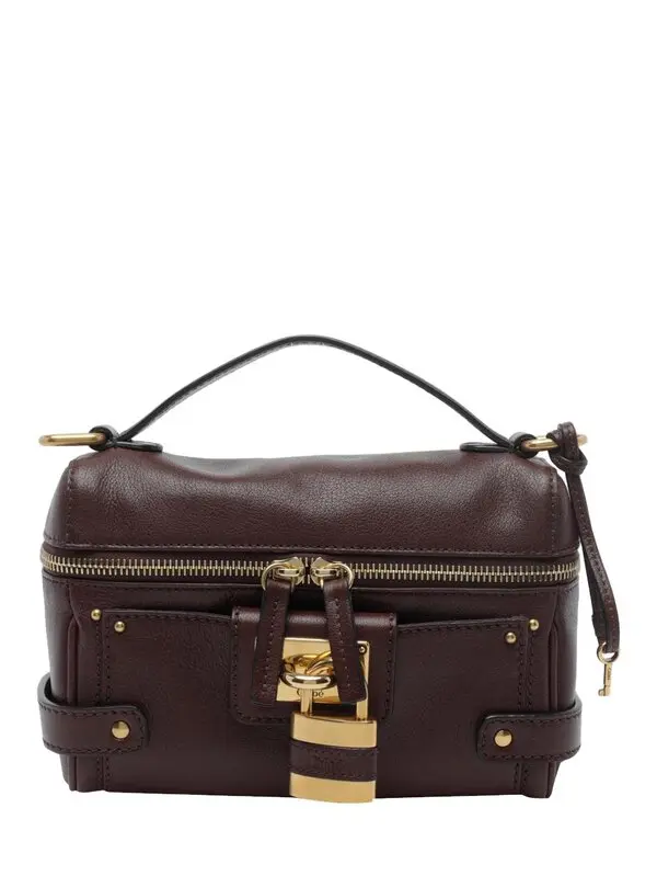 Chloé Paddington Mini Smooth Leather Handbag With Padlock And Strap - Brown